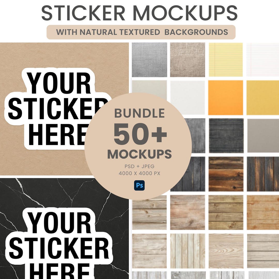 Sticker Mockup Mega Bundle | 50+ PSD JPEG Backgrounds With Smart ...