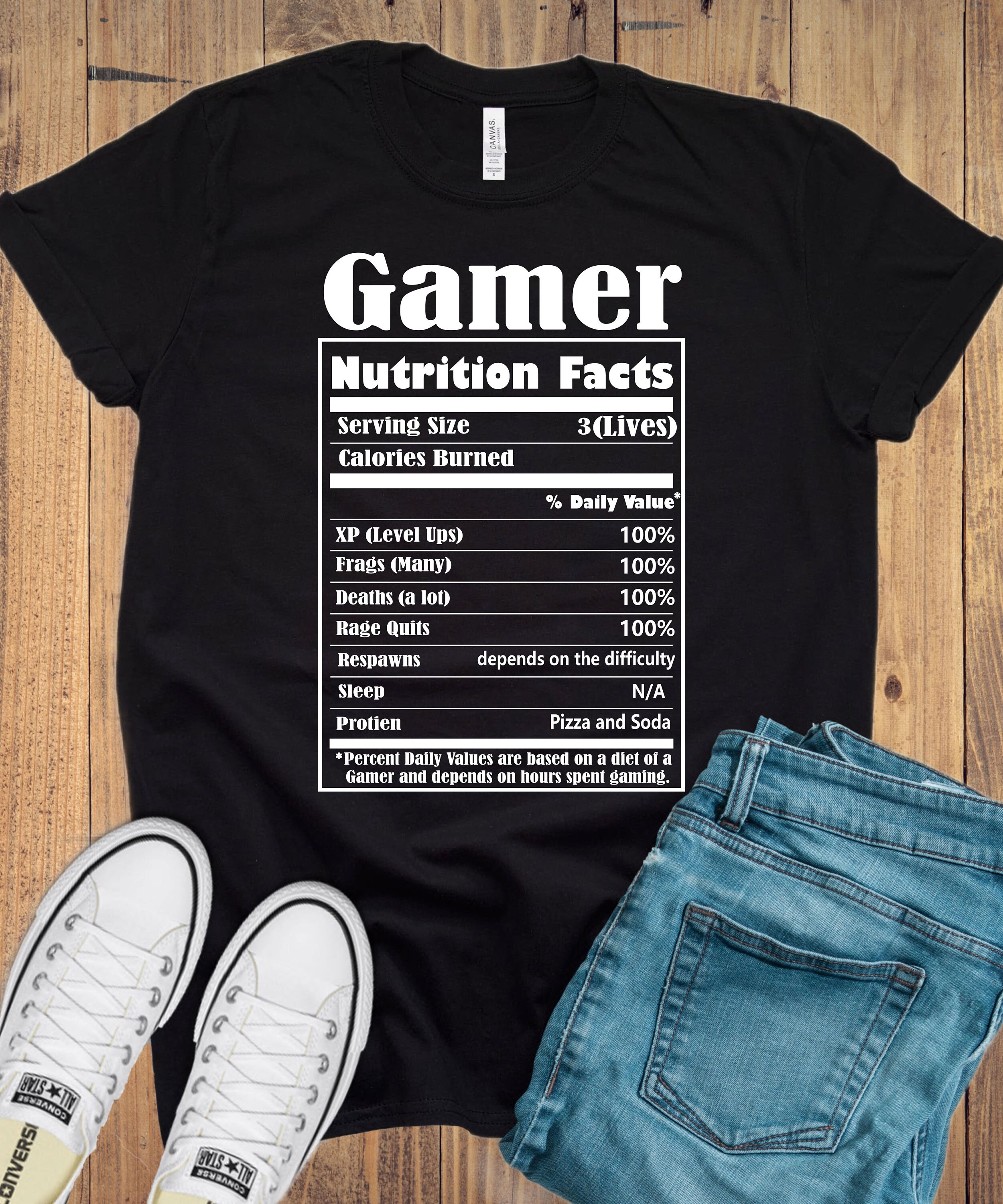 Gamer Nutrition Facts Shirt for Gamers, Birthday Gift, Gift for Gamers ...