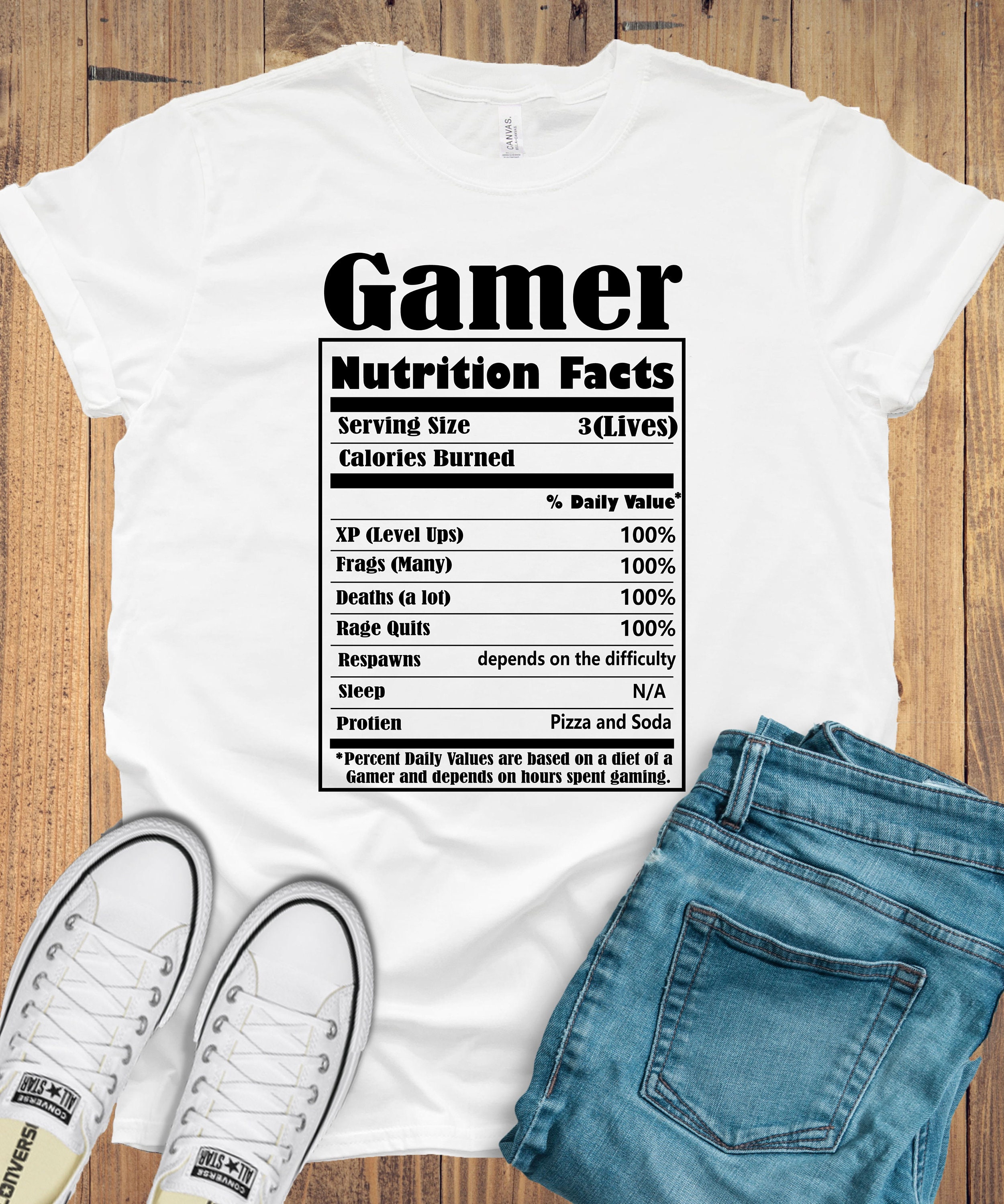 Gamer Nutrition Facts Shirt for Gamers, Birthday Gift, Gift for Gamers ...