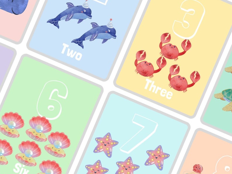 Printable Sea Life Number Flash Cards - Etsy