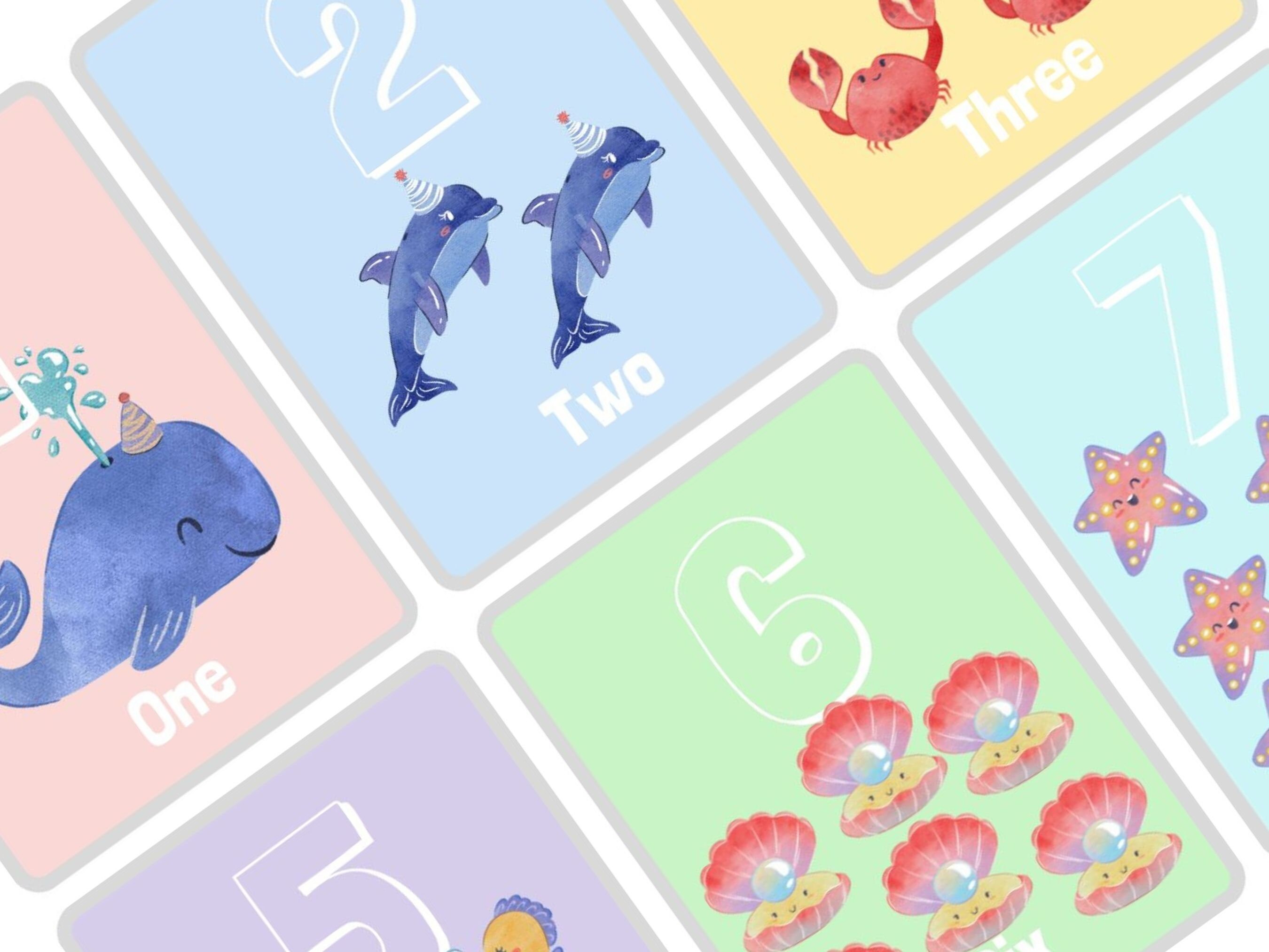 Printable Sea Life Number Flash Cards - Etsy