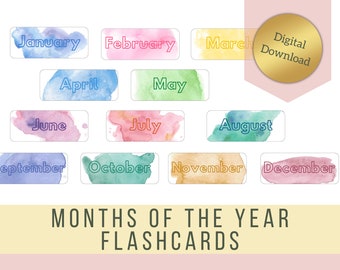 Months of the Year Flash Cards, Printable Flash Cards, Educational ...
