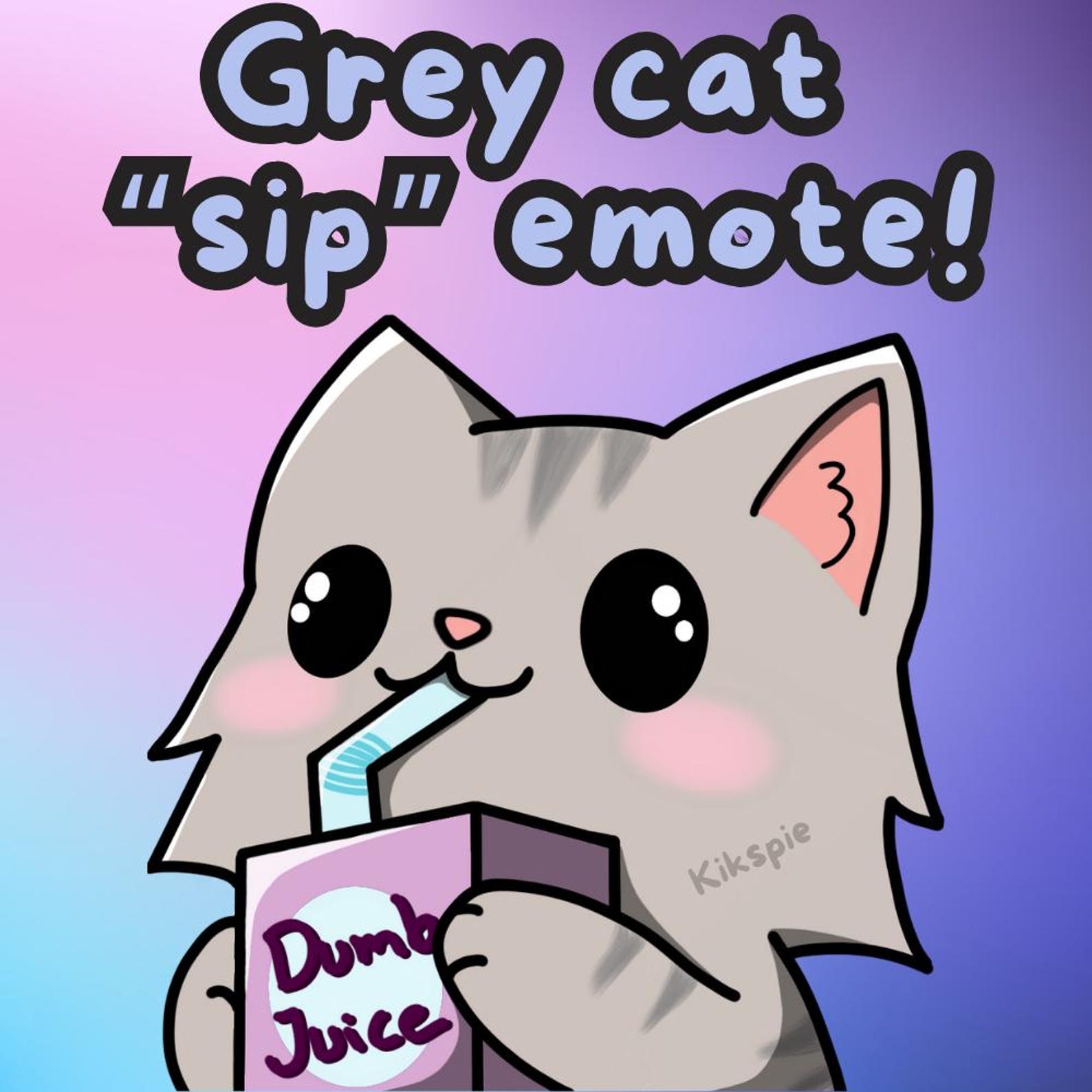 Grey Cat Sip Emote for Twitch Discord | Gray Kitty | Dumb Juice ...