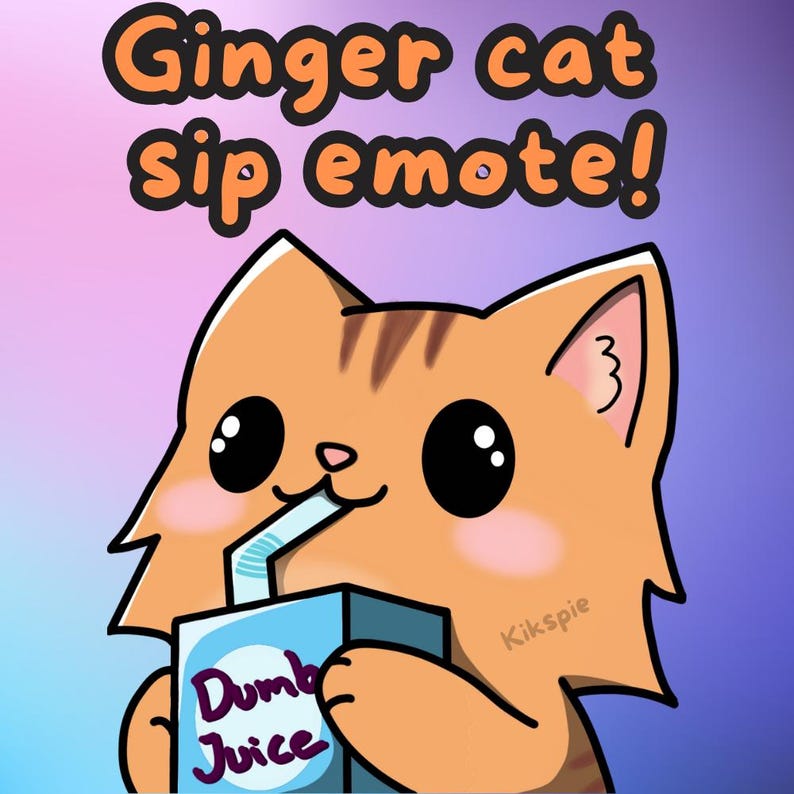 Ginger Cat Sip Emote for Twitch Discord | Orange Kitty | Dumb Juice ...