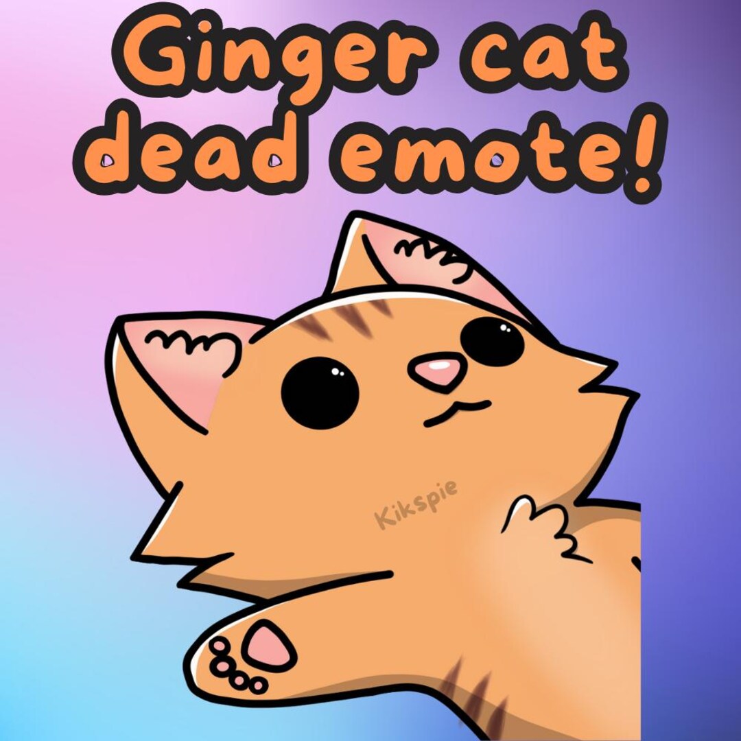 Ginger Cat "dead" Emote for Twitch Discord | Orange Kitty | Tired ...