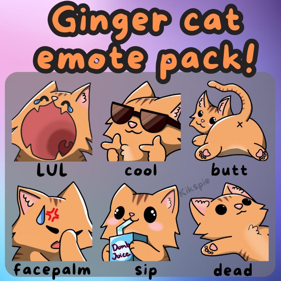 Ginger Cat Twitch Discord Emotes Orange Cat Kitty Cute Funny Facepalm ...