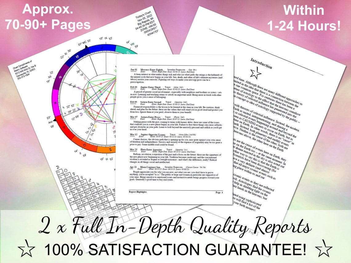 Astrology Reading Birth Chart Report 1 Year Forecast 12 - Etsy