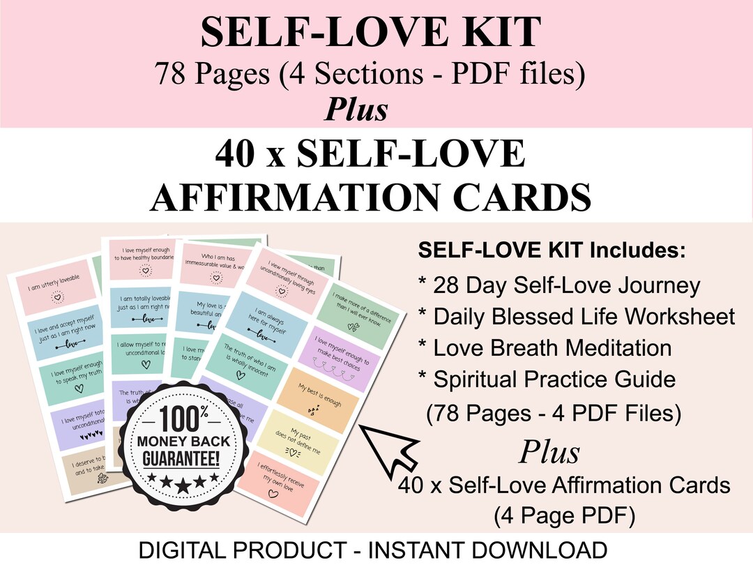Self Love Kit Affirmation Cards Self Care Mental Health - Etsy