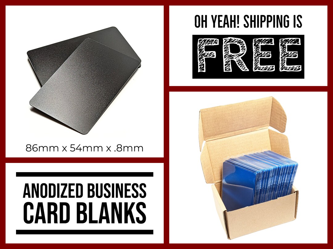 50 Anodized Aluminum Business Card Blanks, Metal Business Cards - Etsy