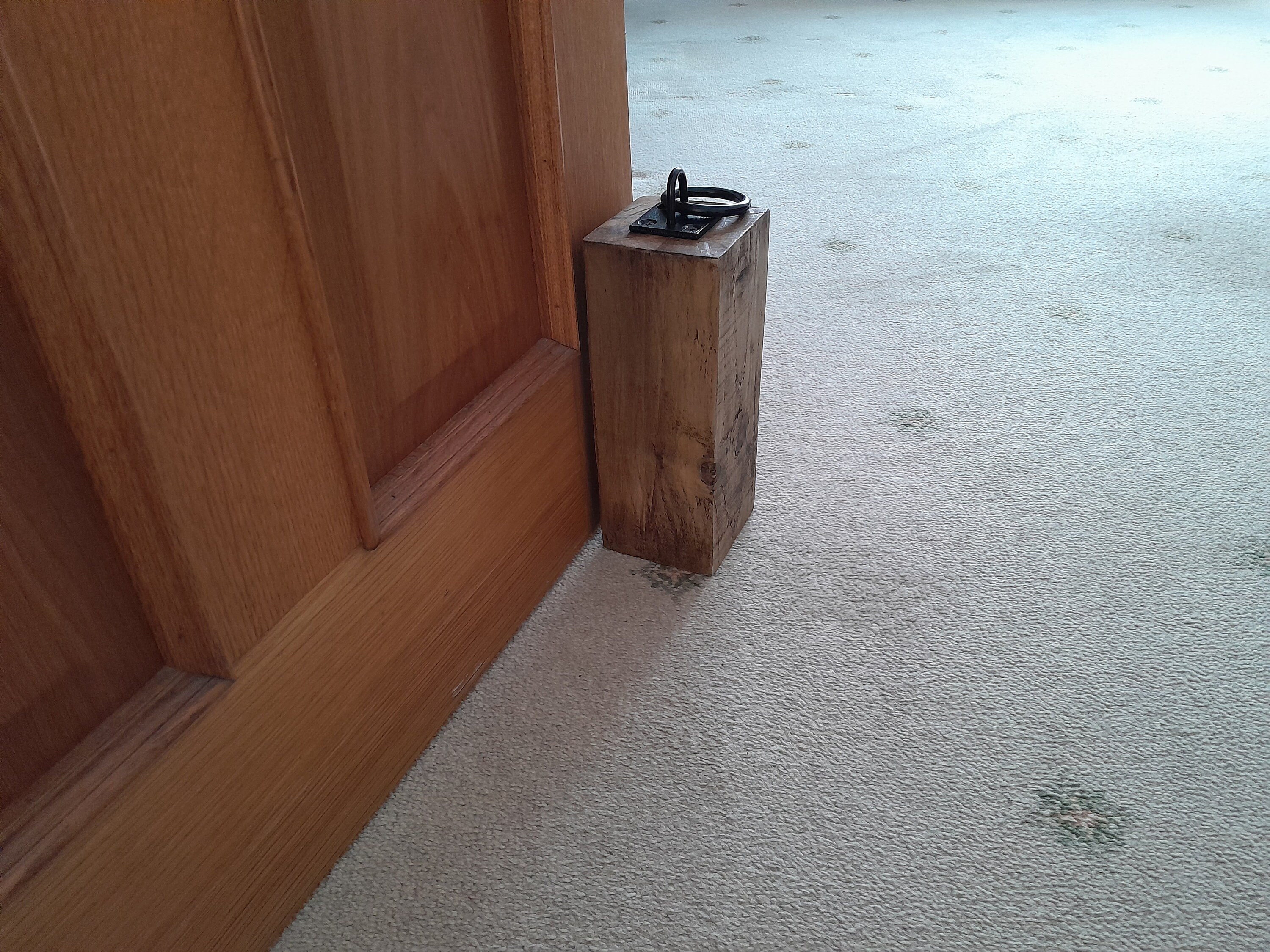 Handmade Rustic Wooden Door Stop With Metal Ring - Etsy UK