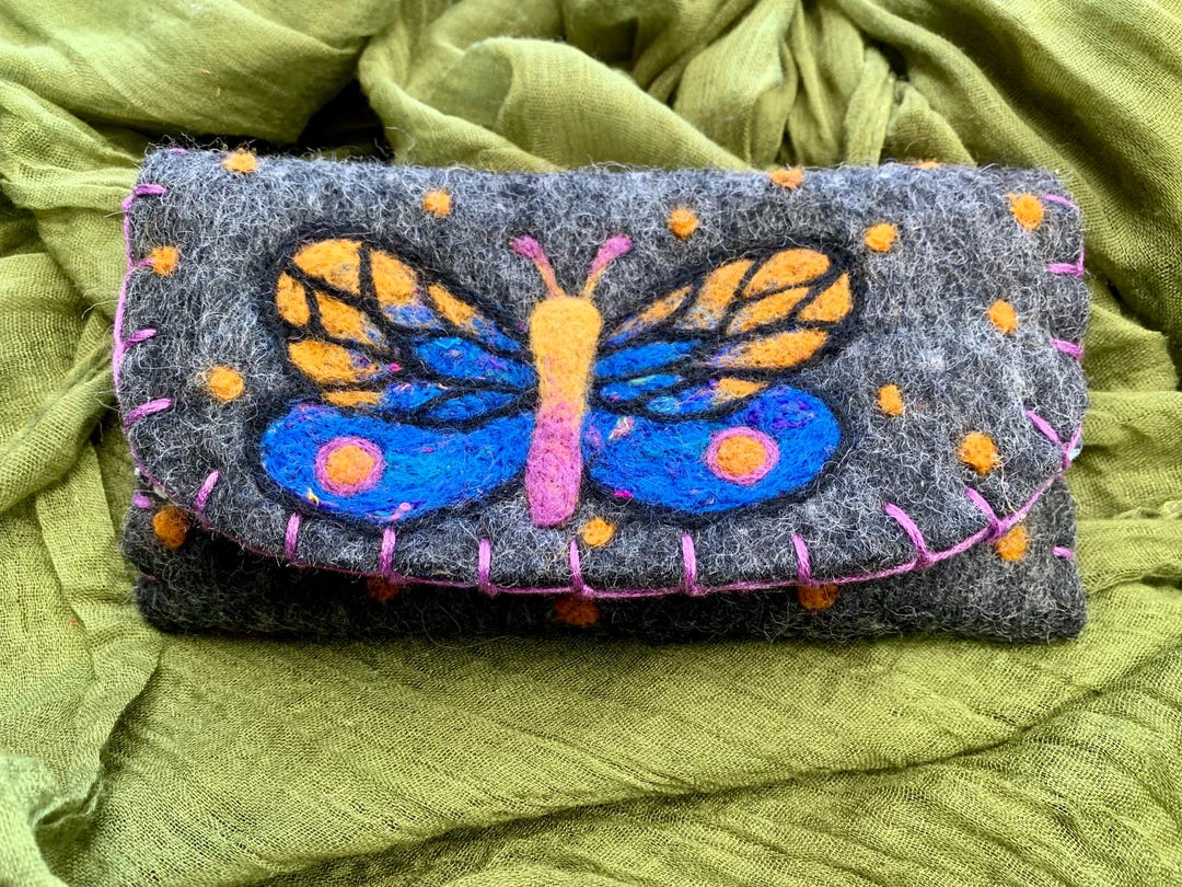 Wool Felted Moth Wallet, Butterfly Clutch, Butterfly Coin Purse, Pouch ...