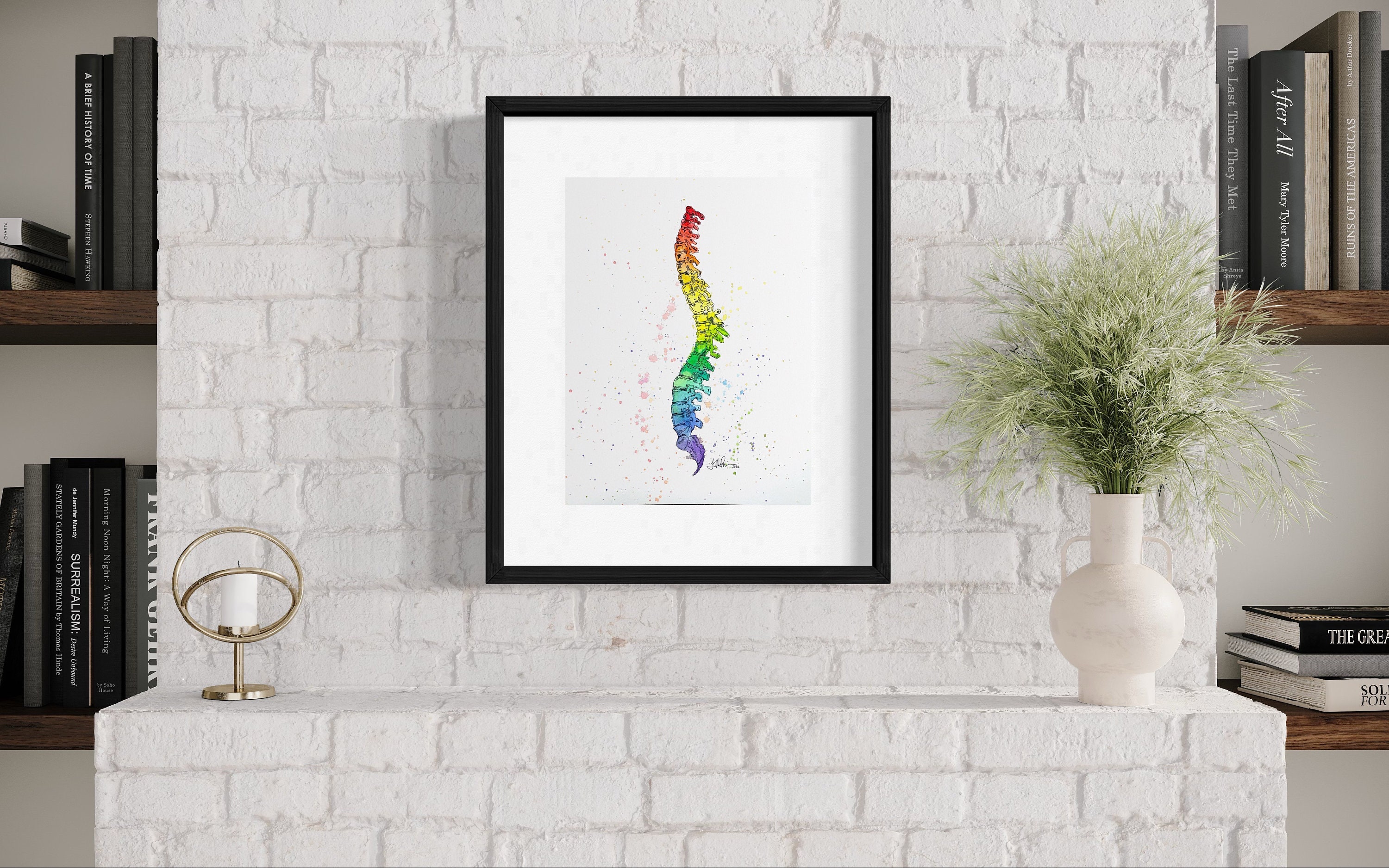 Rainbow Spine Watercolor Art Print: Skeletal Anatomy - Etsy