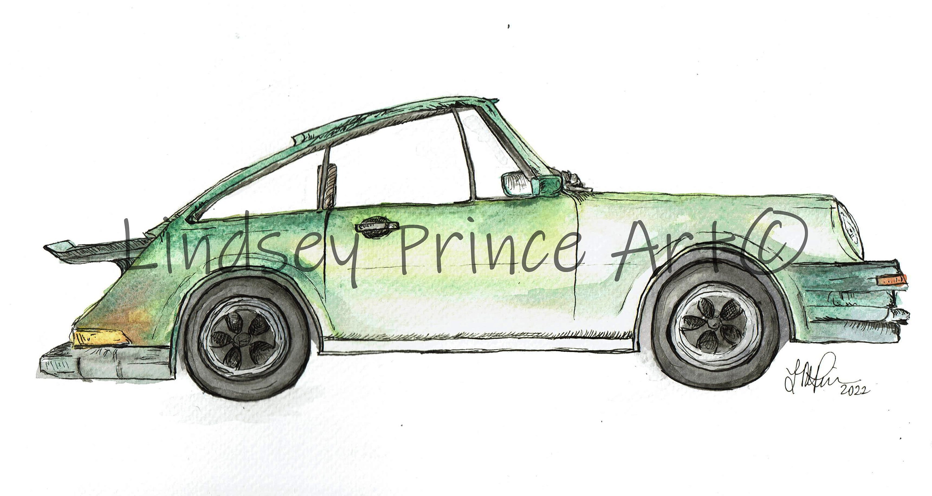 Porsche Turbo 911 Watercolor Print Watercolor Painting Classic Car ...