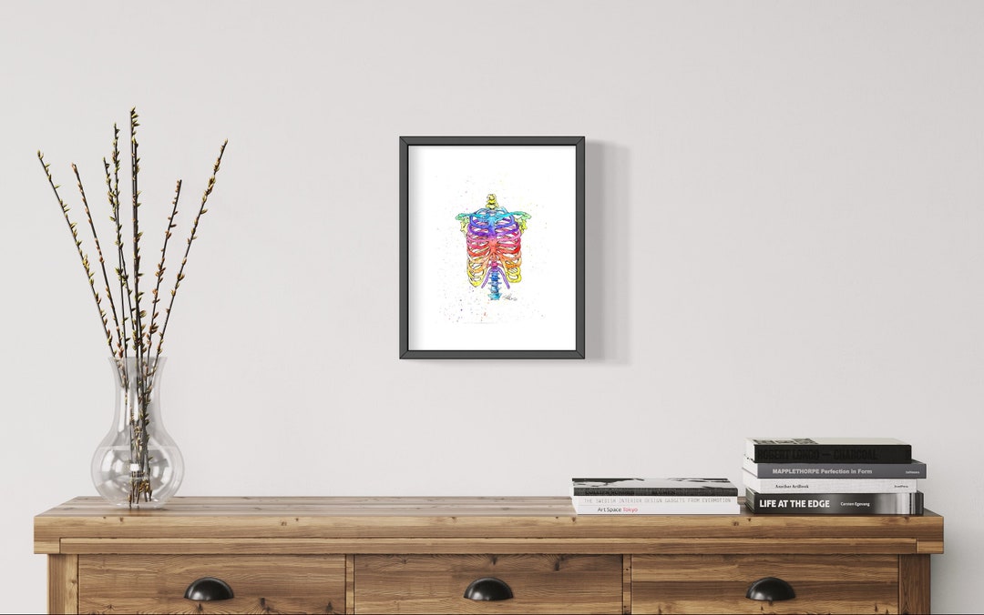 Skeletal Series: Rib Cage Torso, Skeletal Art, Skeleton Watercolor ...