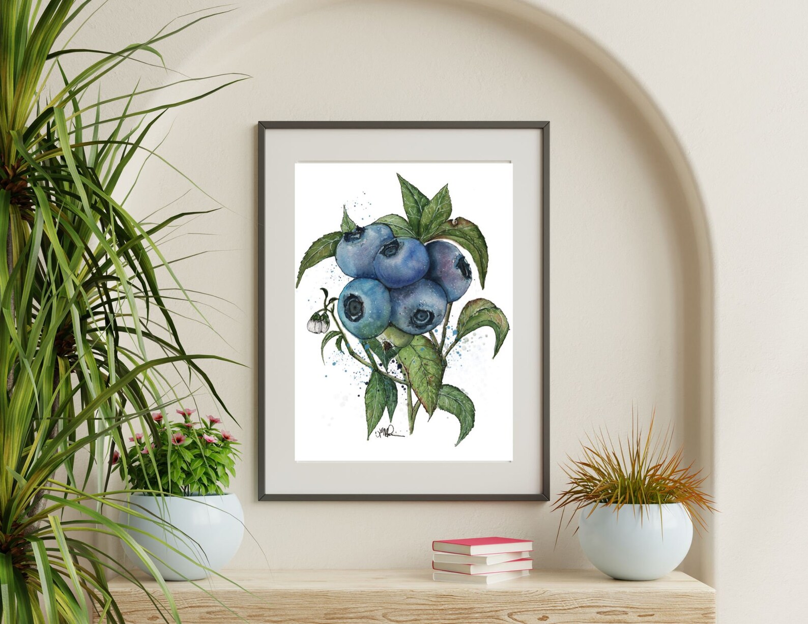 Blueberries Watercolor Painting, Watercolor Art Print, Blueberry Art ...