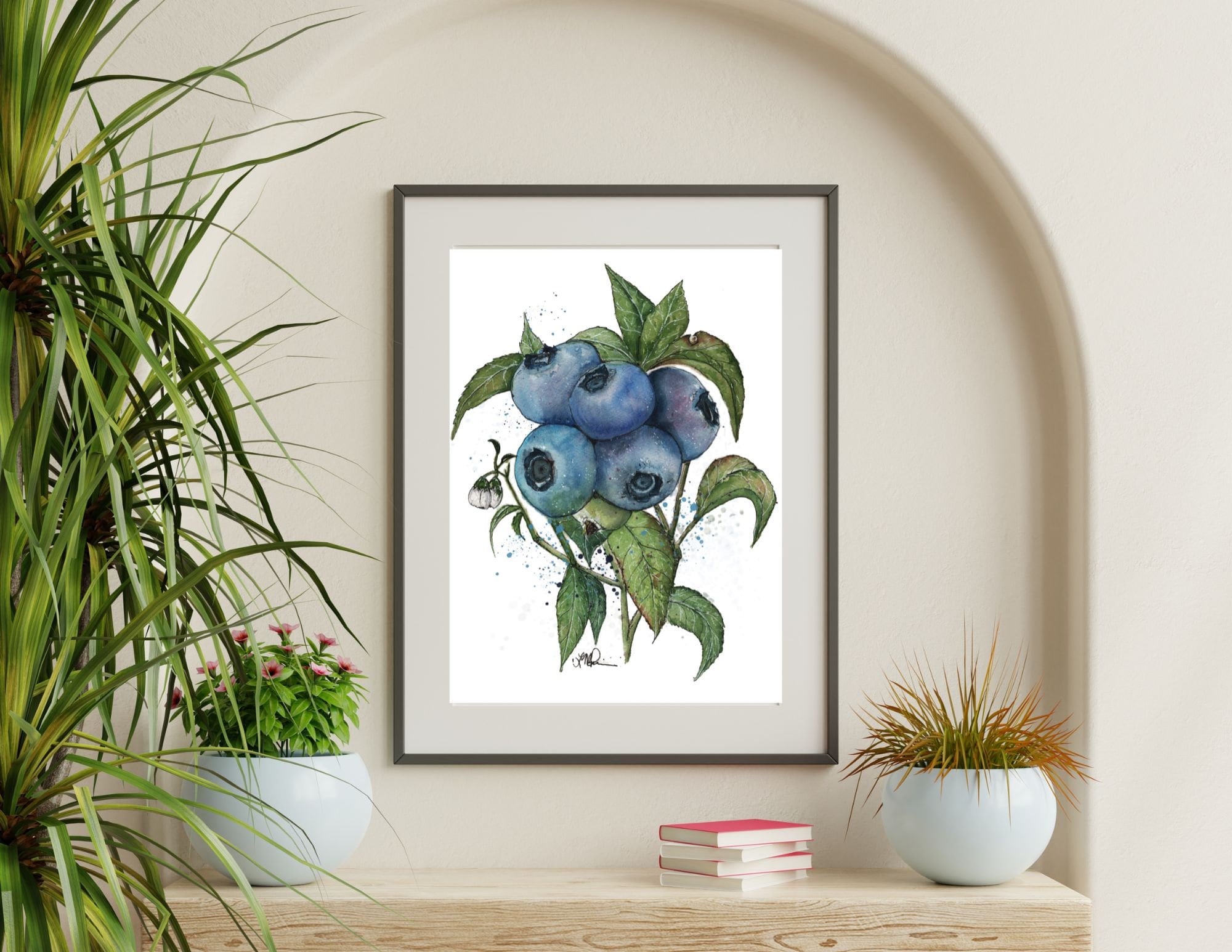 Blueberries Watercolor Painting, Watercolor Art Print, Blueberry Art ...