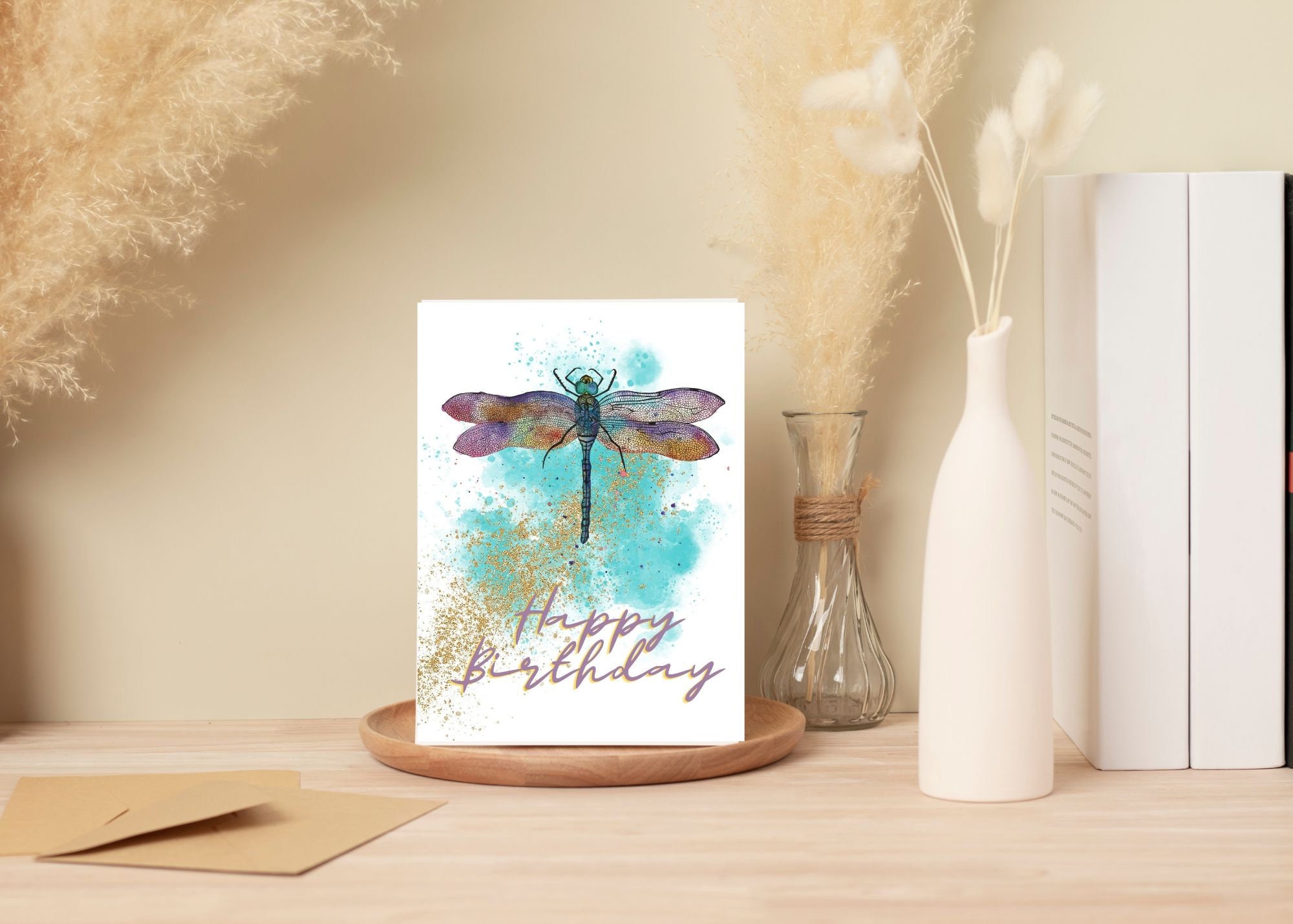 Dragonfly Birthday Greeting Card - 5x7 Portrait Orientation- Instant ...