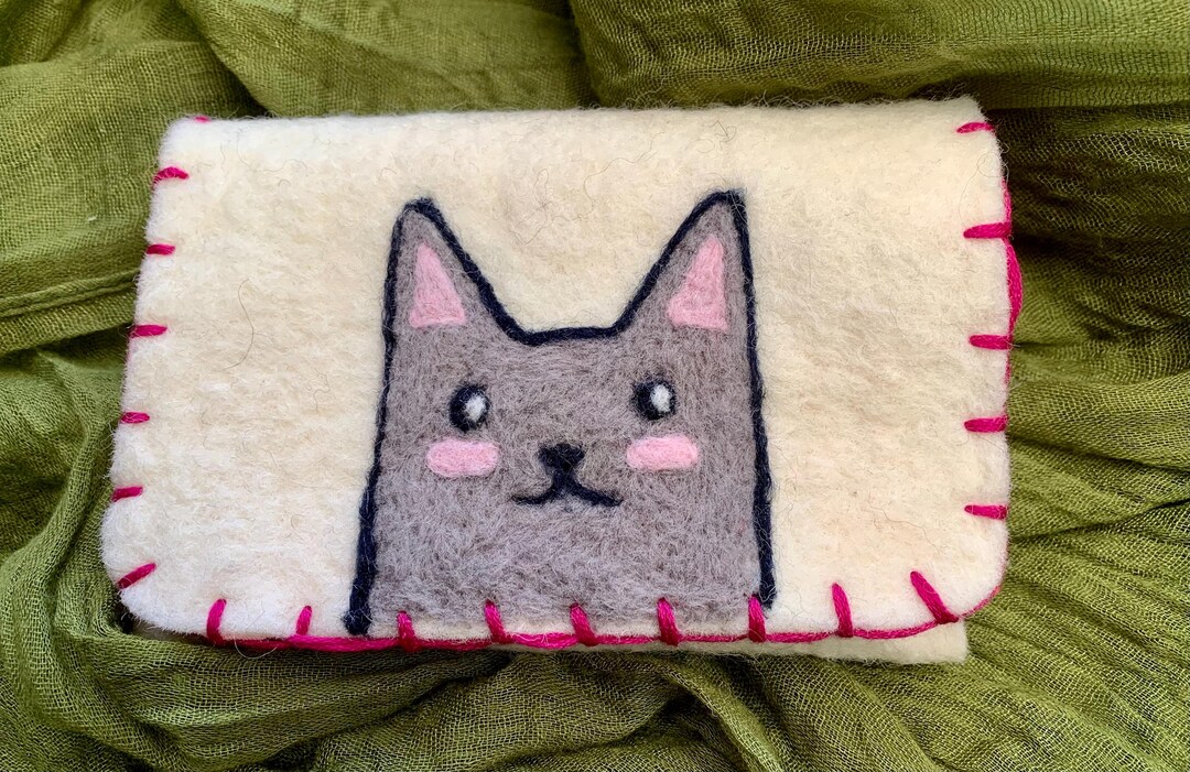 Wool Felted Cat Wallet, Cats Clutch, Kitty, Coin Purse, Pouch, Cat ...