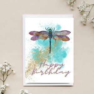Dragonfly Birthday Greeting Card - 5x7 Portrait Orientation- Instant ...
