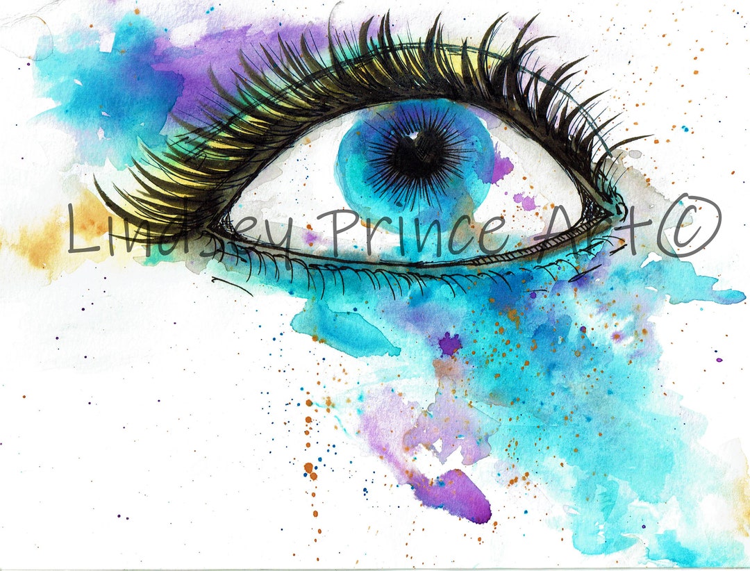 Eye Watercolor Painting Eye Watercolor Art Print Blue Eye - Etsy