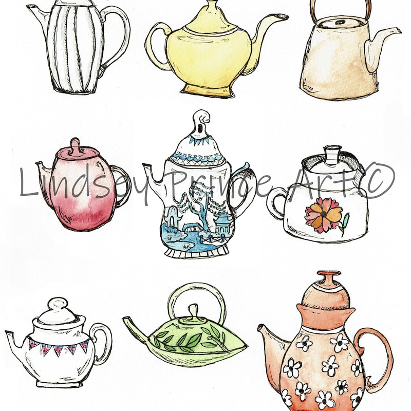 Teapot Watercolor - Etsy