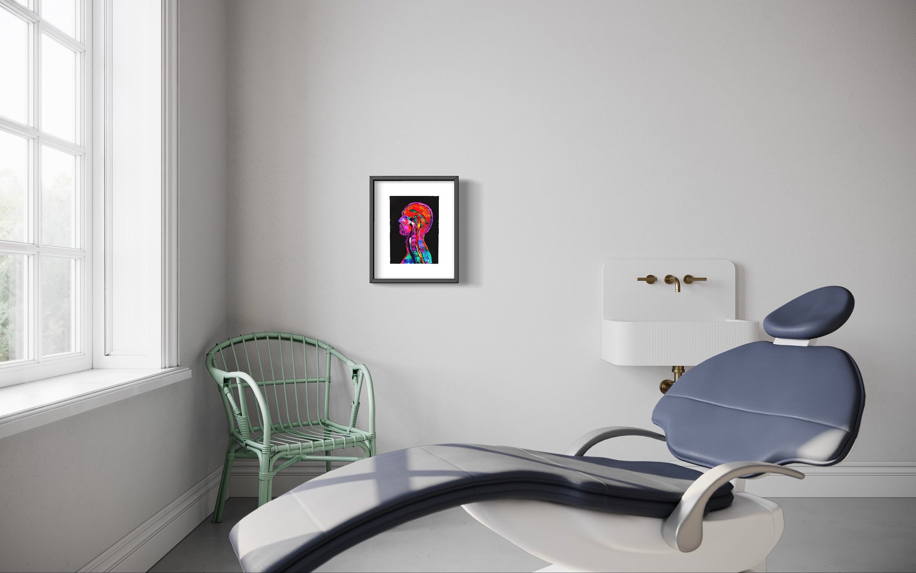 Brain Scan Art PET Scan Art Watercolor Painting ADD Art Doctors Office ...