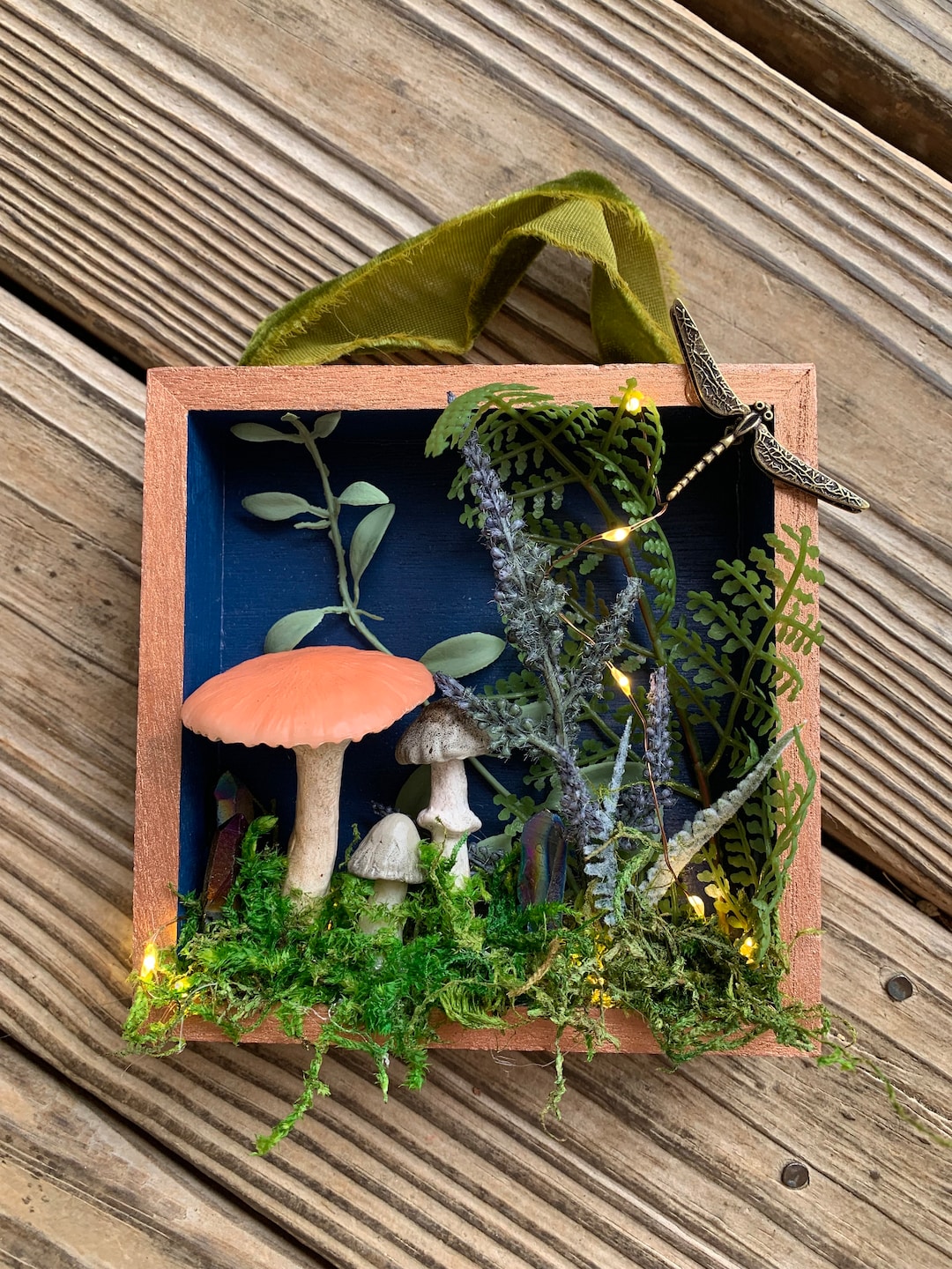 Square Mushroom Shadowbox Art | Mushroom Decor | Fairy Garden Wall ...