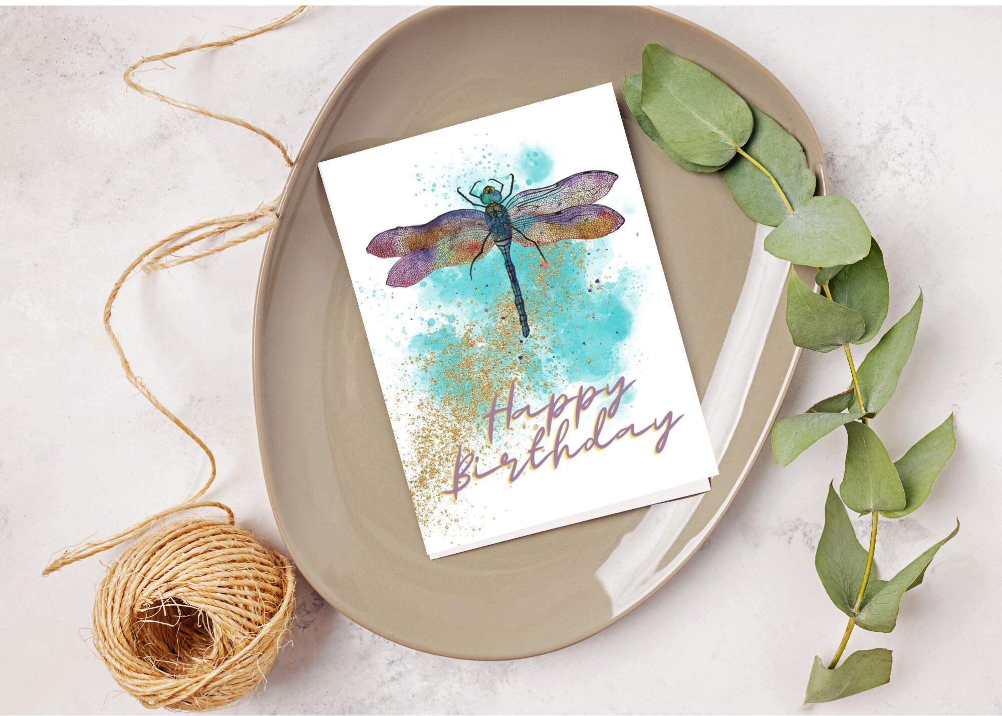 Dragonfly Birthday Greeting Card - 5x7 Portrait Orientation- Instant ...