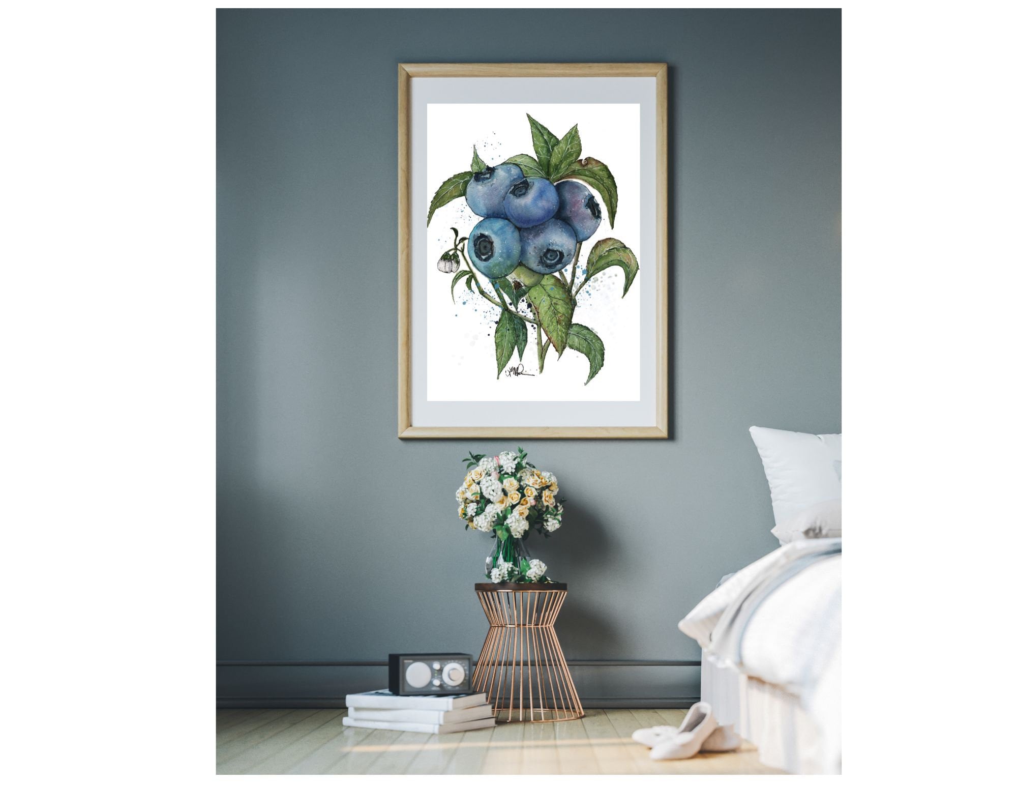 Blueberries Watercolor Painting, Watercolor Art Print, Blueberry Art ...