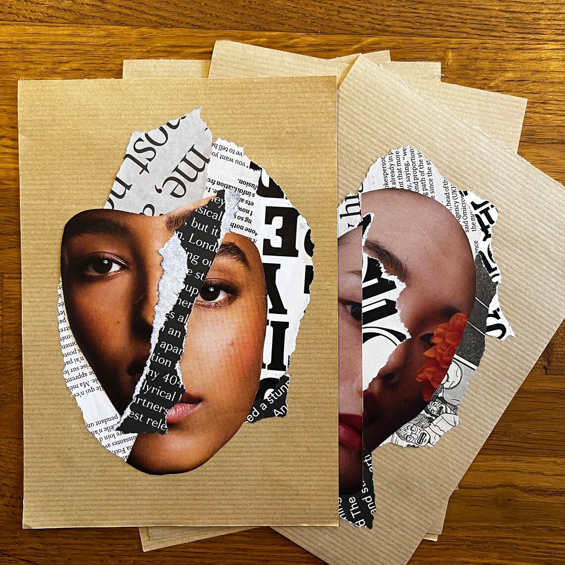 Original Collage Art- Handmade Paper Mixed Textures - Woman&identity ...