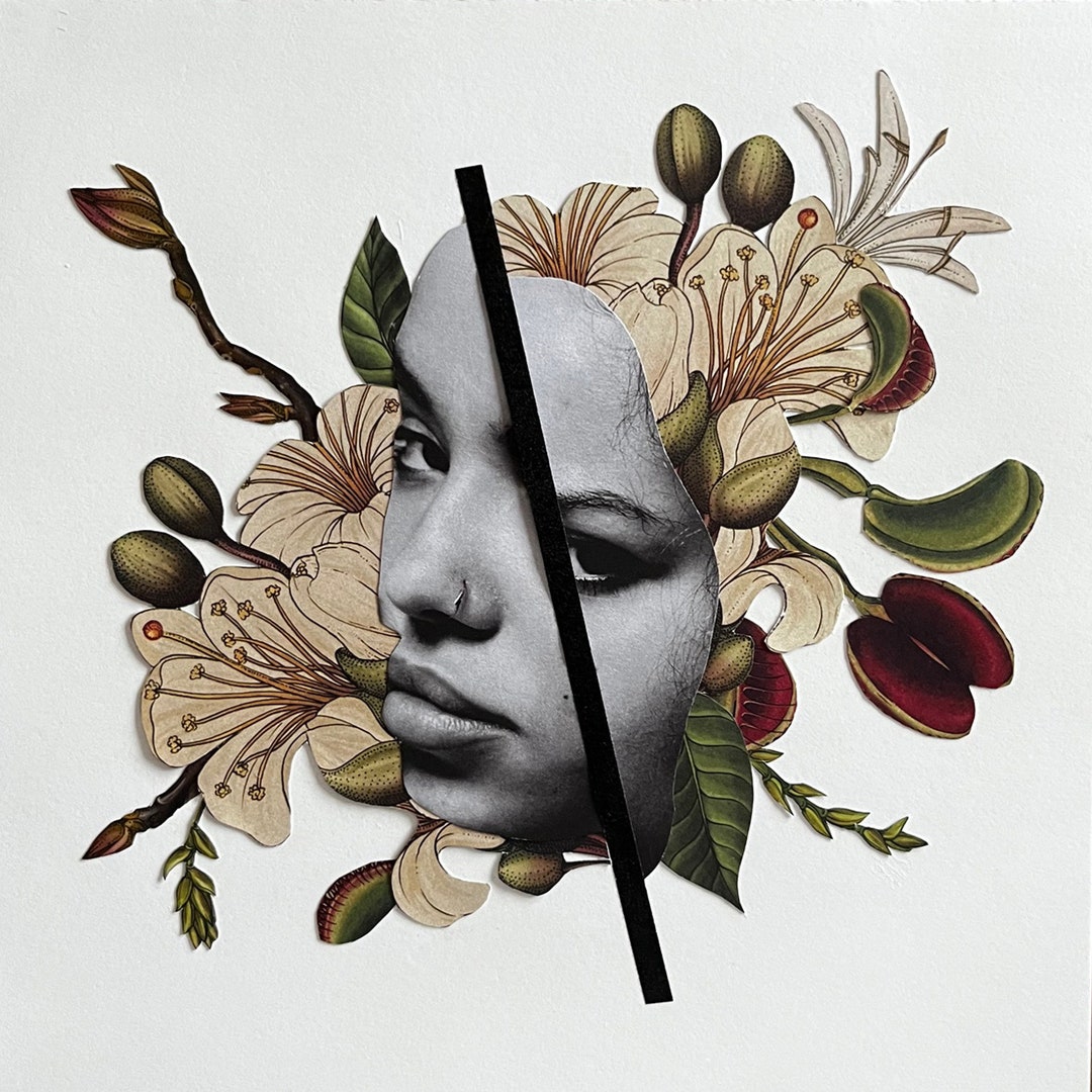 Original Collage Art- Handmade Paper Mixed Textures - Woman&nature ...