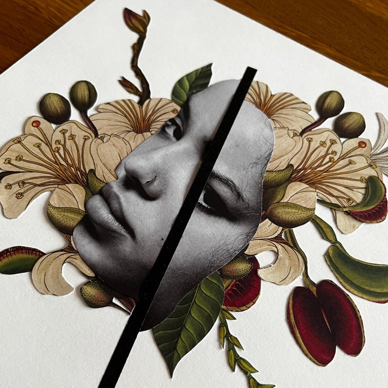 Original Collage Art- Handmade Paper Mixed Textures - Woman&nature ...