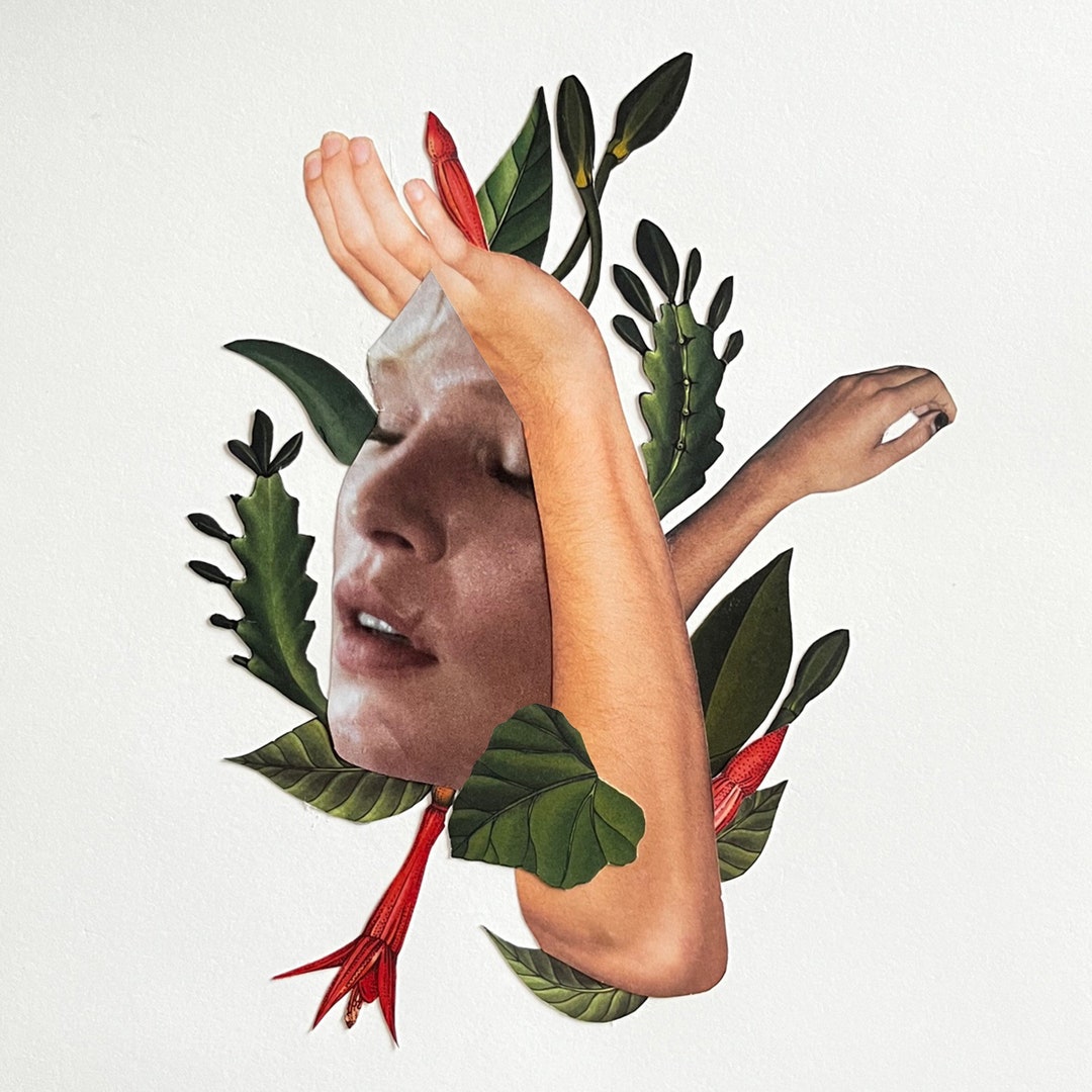 Original Collage Art Handmade Paper Mixed Textures Woman&nature ...