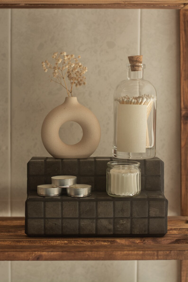 Tiled Organizer Shelf in Black Marble Effect - Etsy