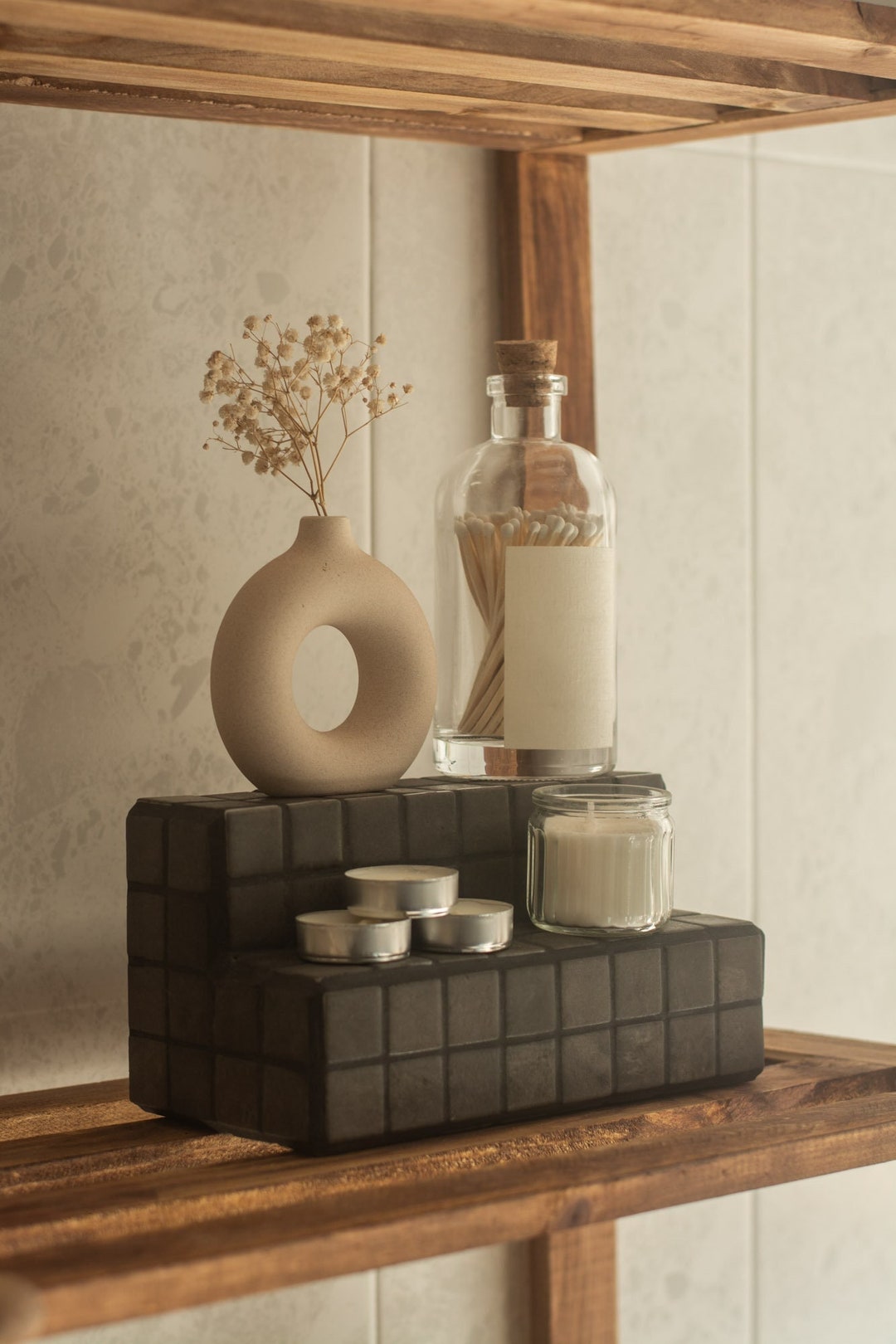 Tiled Organizer Shelf in Black Marble Effect - Etsy