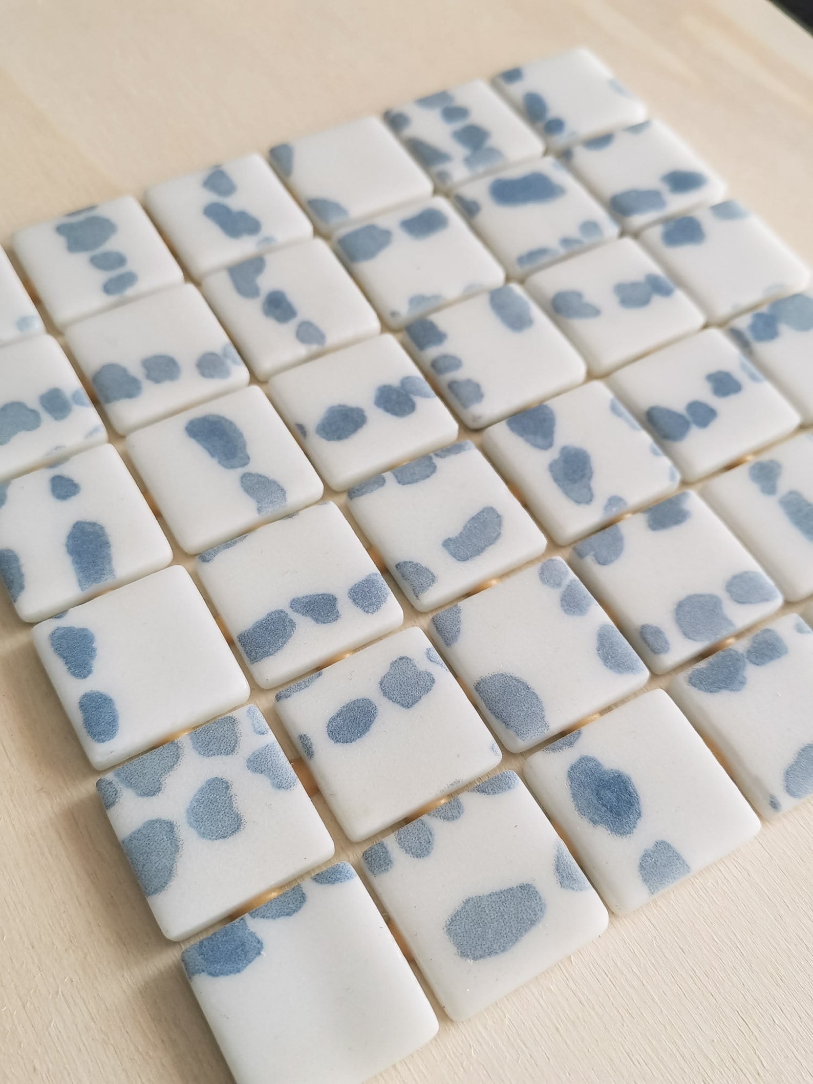 Tiled Sheet in White Tiles With Blue Dots - Etsy