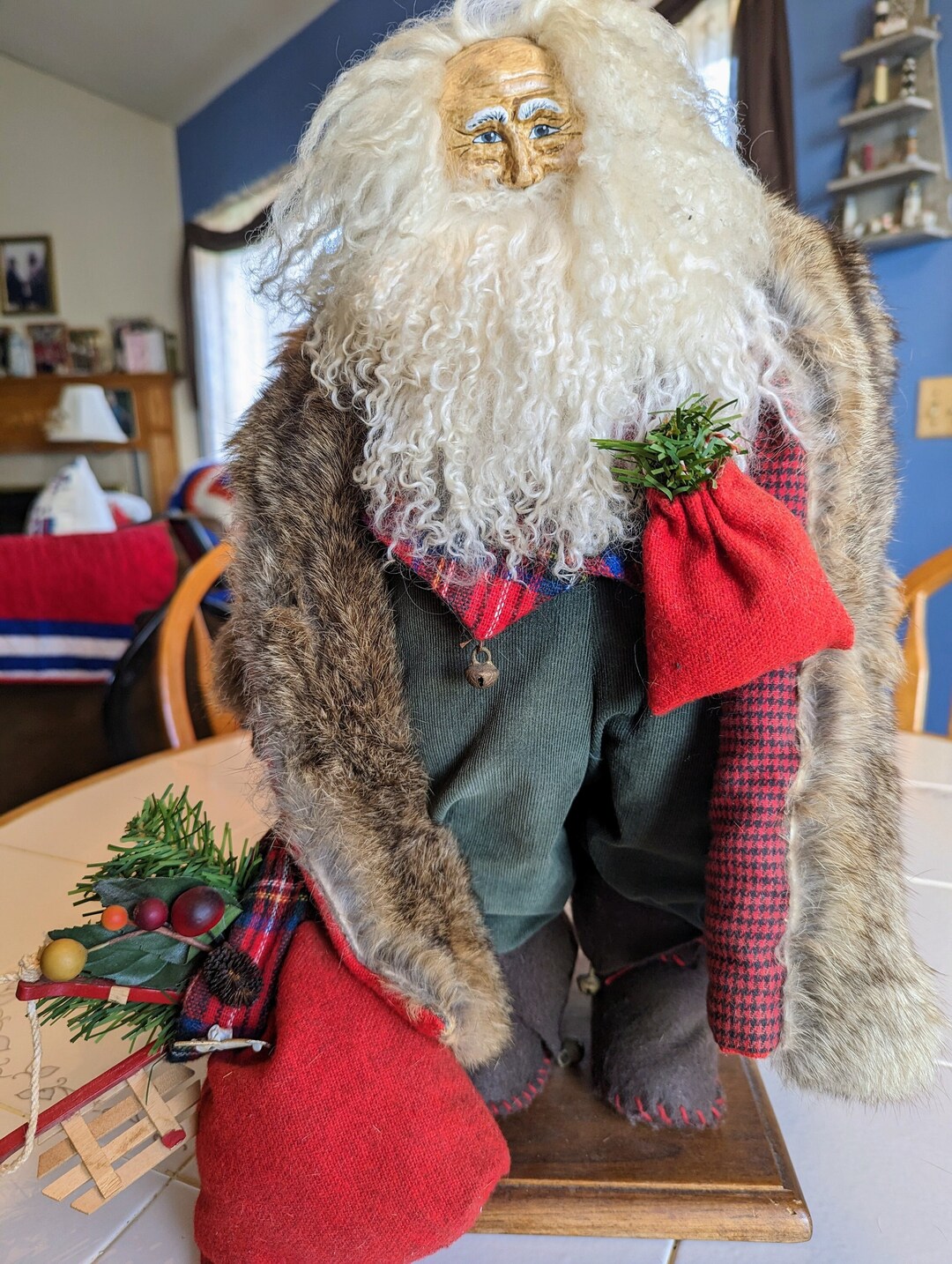 Santa-vintage 80's Tara Hall Collectable Santa Claus on Wood Base - Etsy