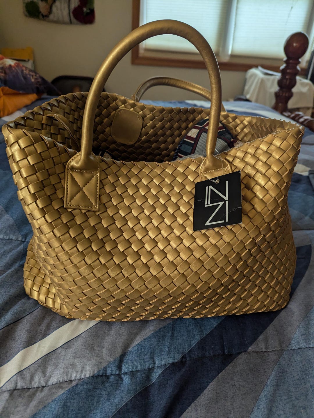 Inzi Large Gold Tote Bag With Clutch Bag - Etsy