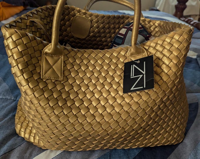 Inzi Large Gold Tote Bag With Clutch Bag - Etsy