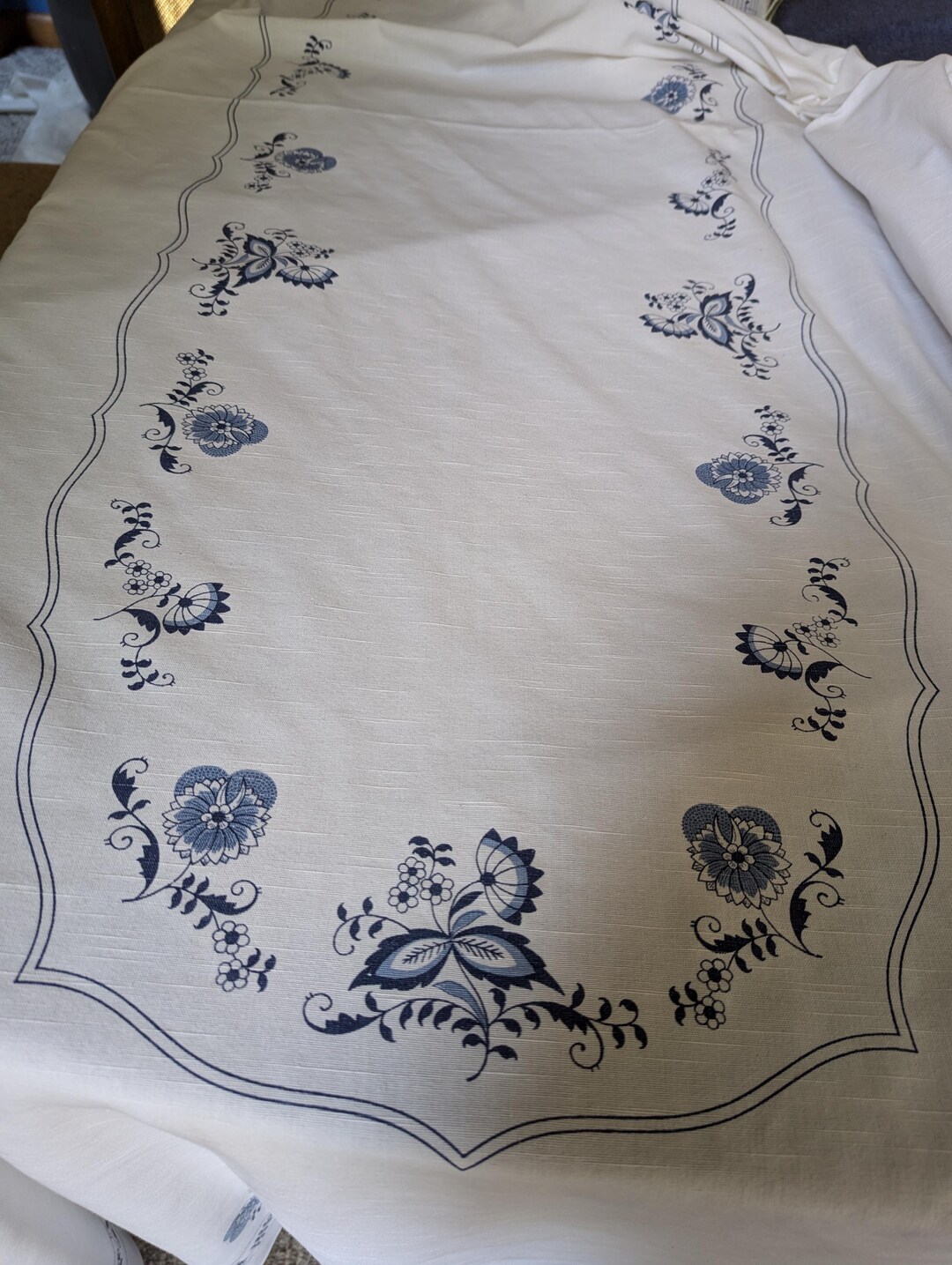 Vintage Blue Danube Linen Rectangle Long Tablecloth and Colonial ...