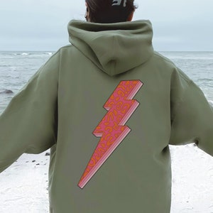 Lightning Bolt Hoodie, Y2K Top, VSCO Hoodie, Preppy Clothes, Brown ...
