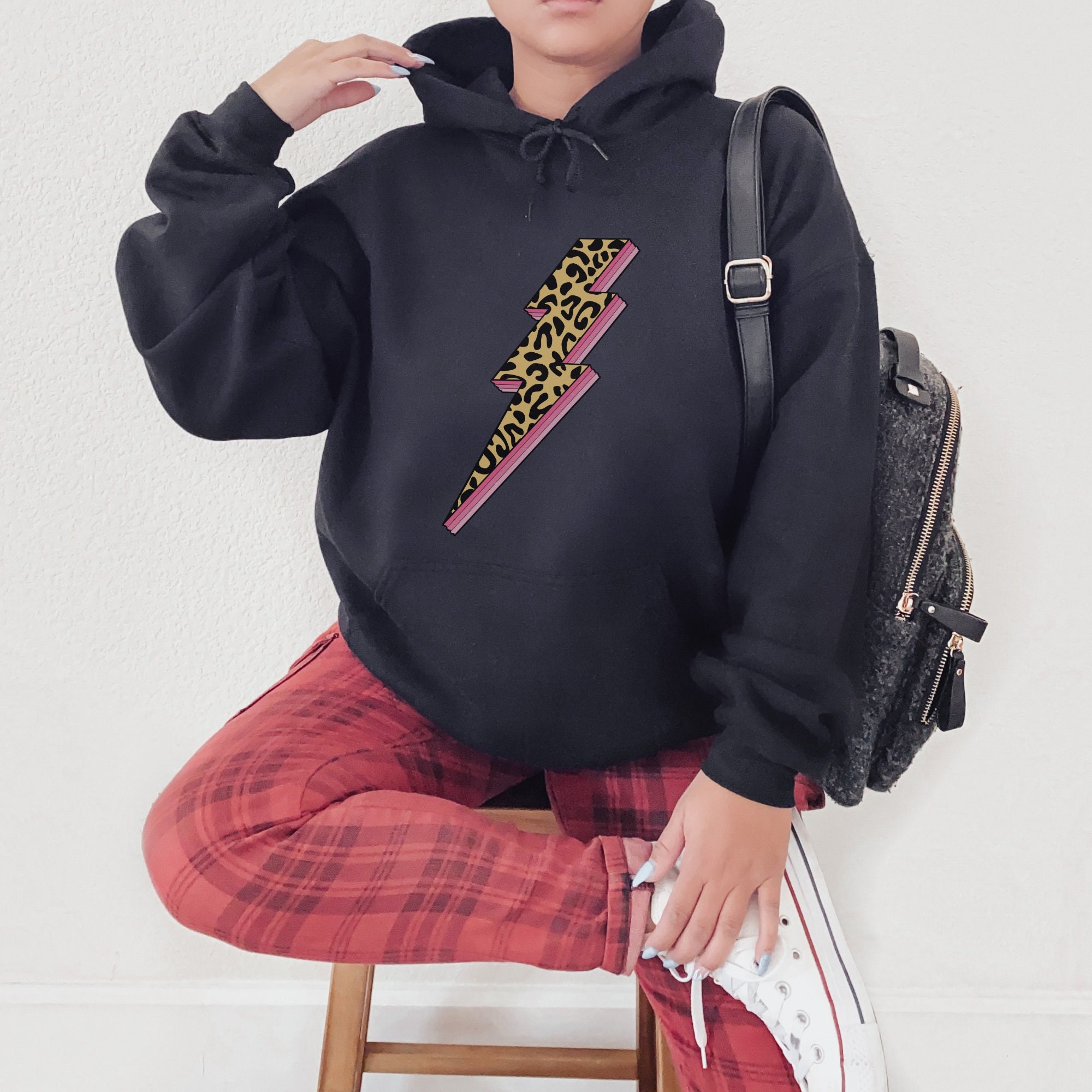 Lightning Bolt Hoodie, Y2K Top, VSCO Hoodie, Preppy Clothes, Brown ...