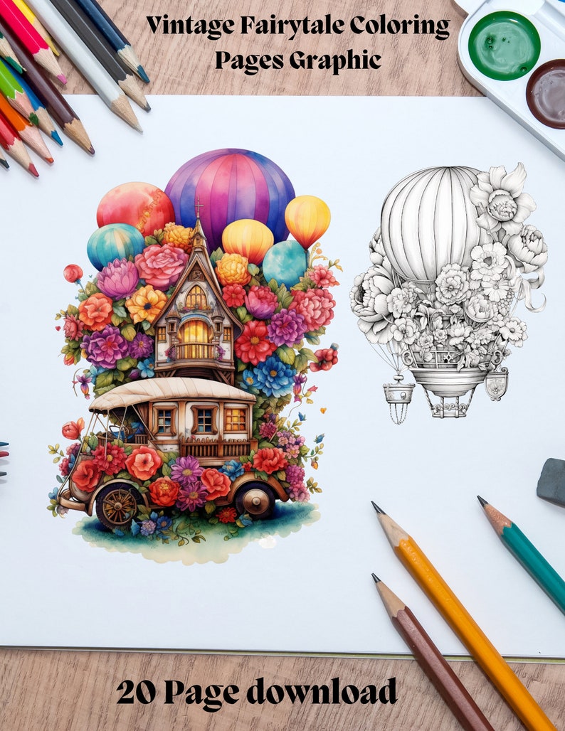 20 Vintage Fairytale Coloring Pages - Etsy