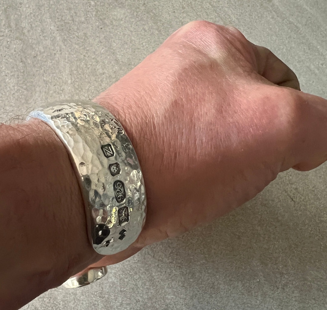 Bikers Heavy Silver Hammered Bangle OVER 4.70-5 Oz STERLING SILVER, - Etsy