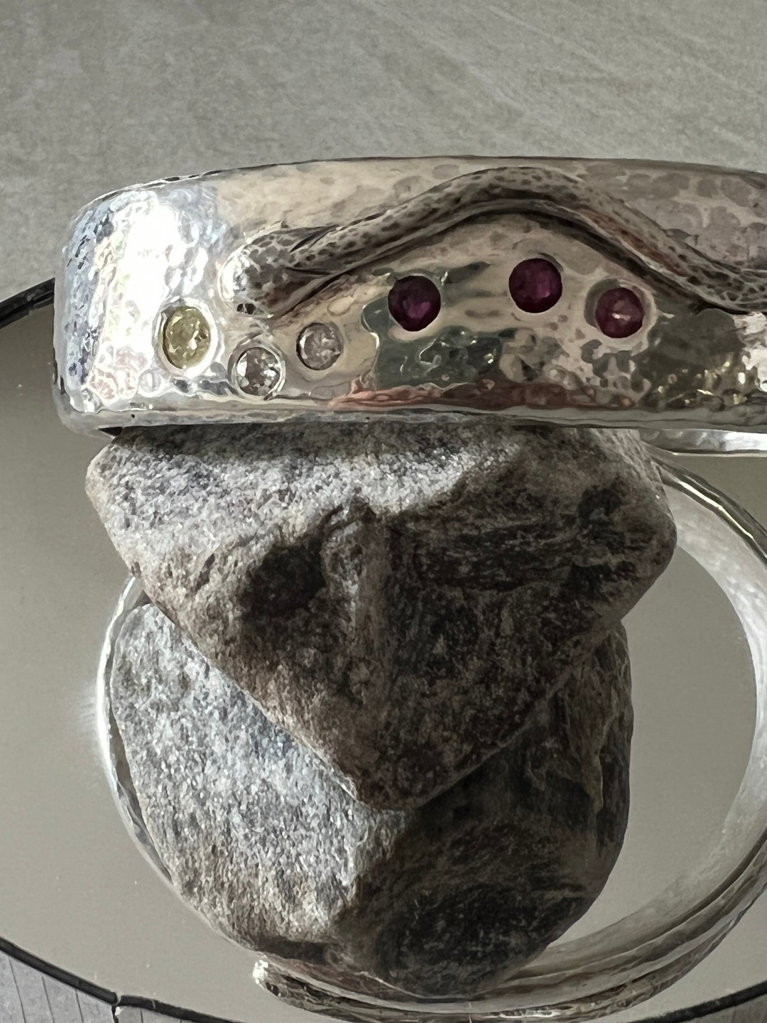 Mens Sterling Silver Super Heavy 5 Oz Diamond and Ruby Snake Bangle - Etsy