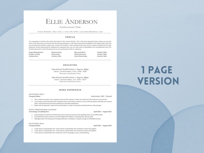 ATS Friendly Resume Template Word, Pages, Google Docs, ATS Resume, ATS ...