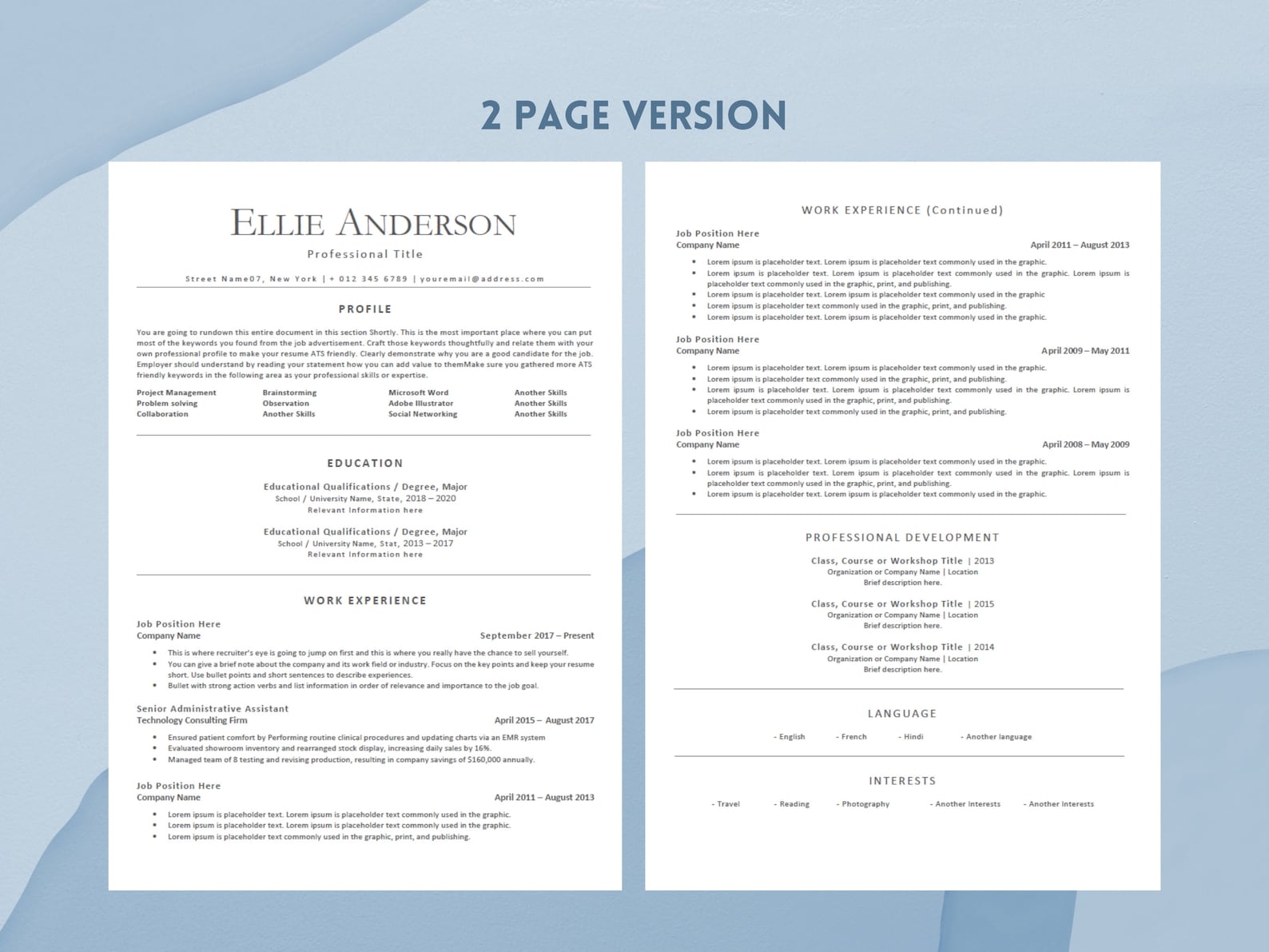 ATS Friendly Resume Template Word, Pages, Google Docs, ATS Resume, ATS ...