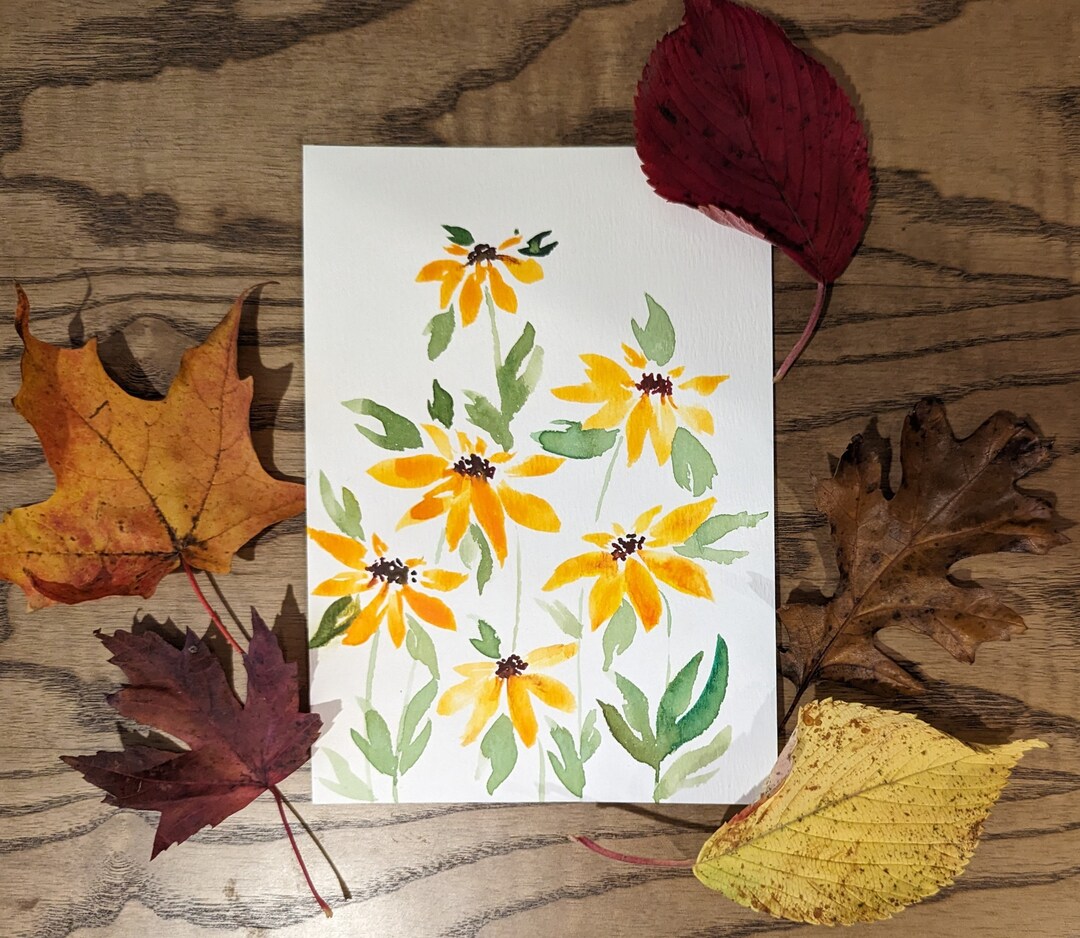 Beautiful Black-eyed Susan Watercolor Painting on 15x21 Cm Paper - Etsy