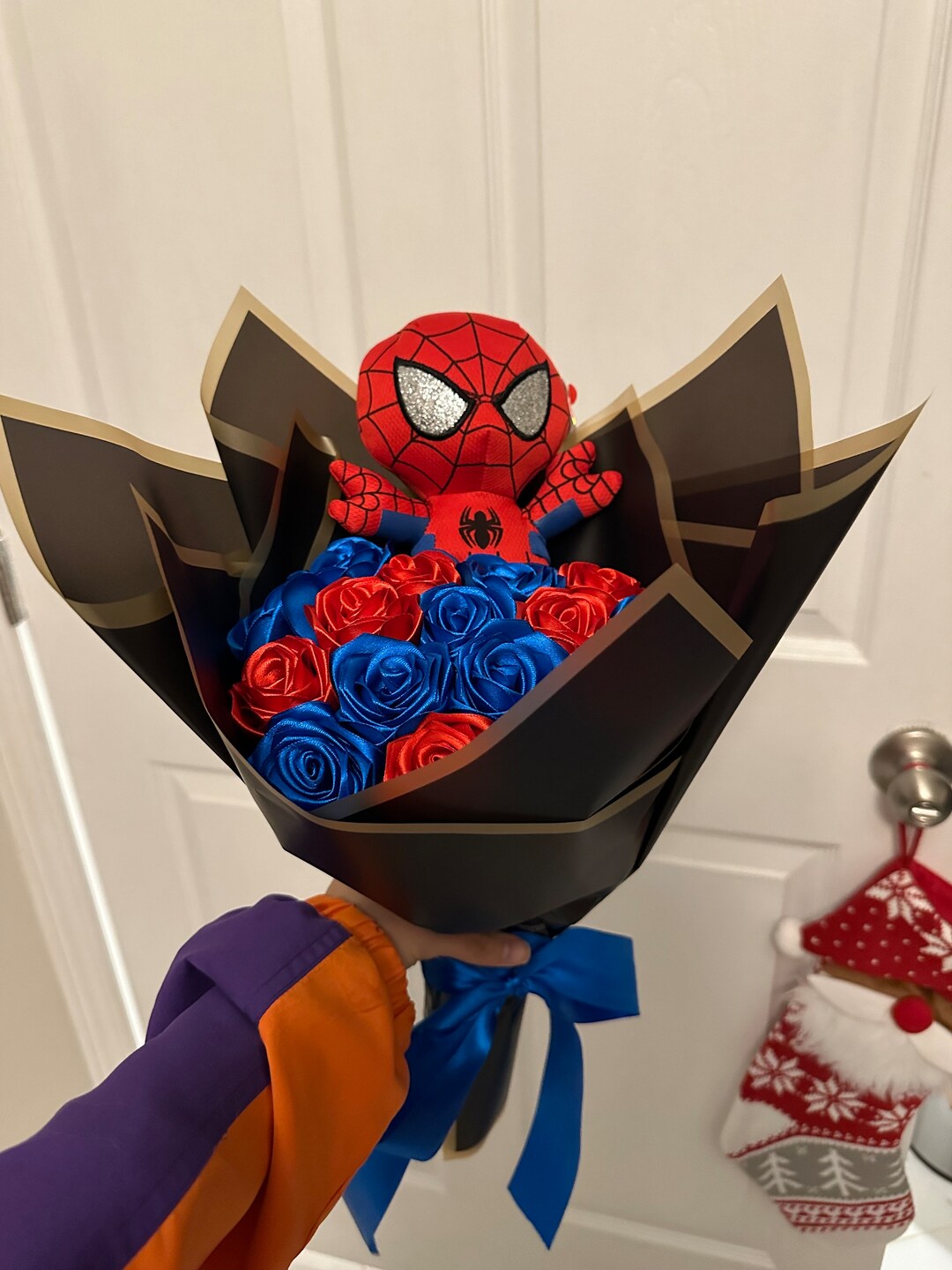 Spider-man Style Eternal Rose Bouquet Handmade fake Flowers Anniversary ...