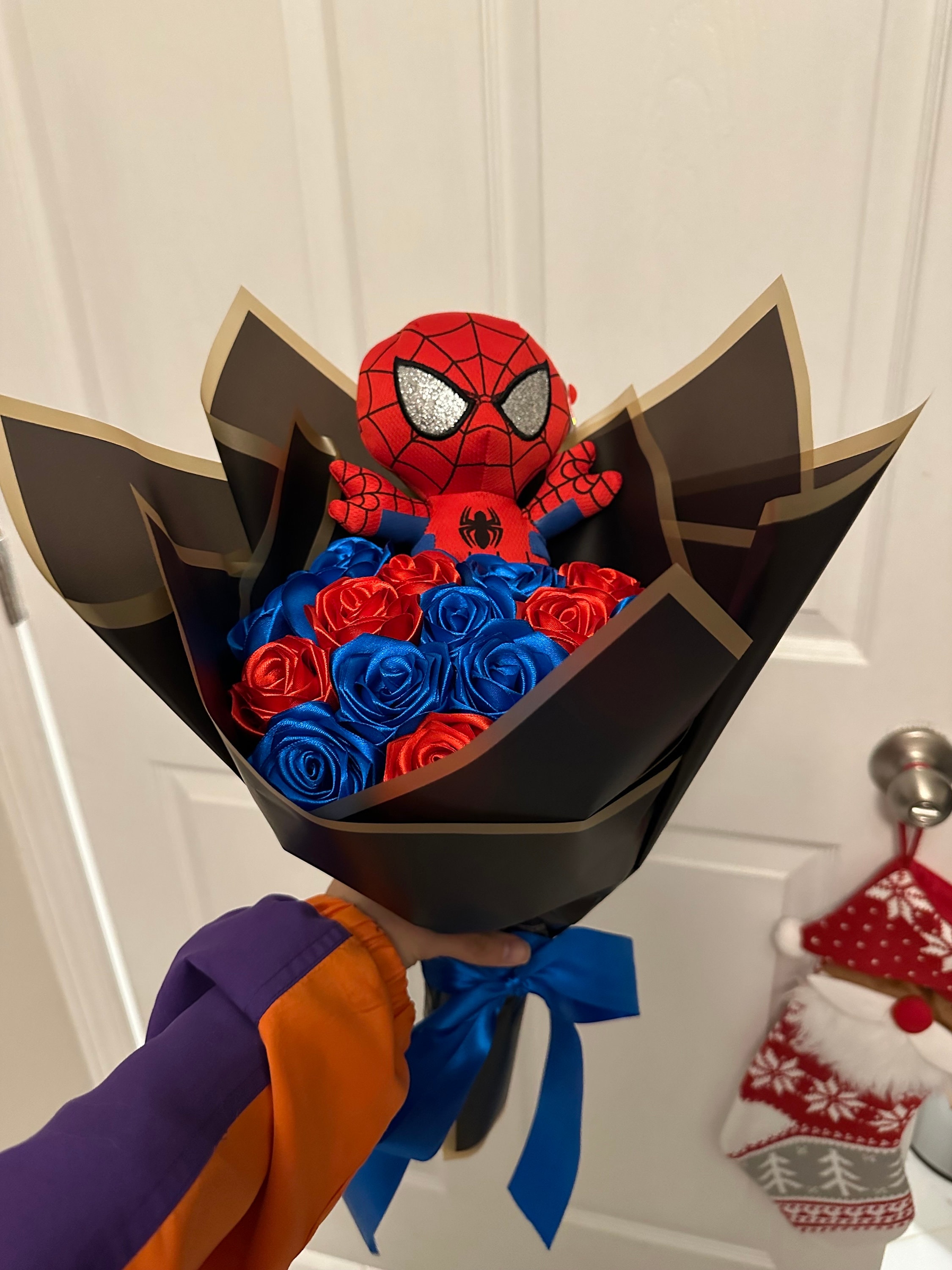 Spider-man Style Eternal Rose Bouquet Handmade fake Flowers Anniversary ...